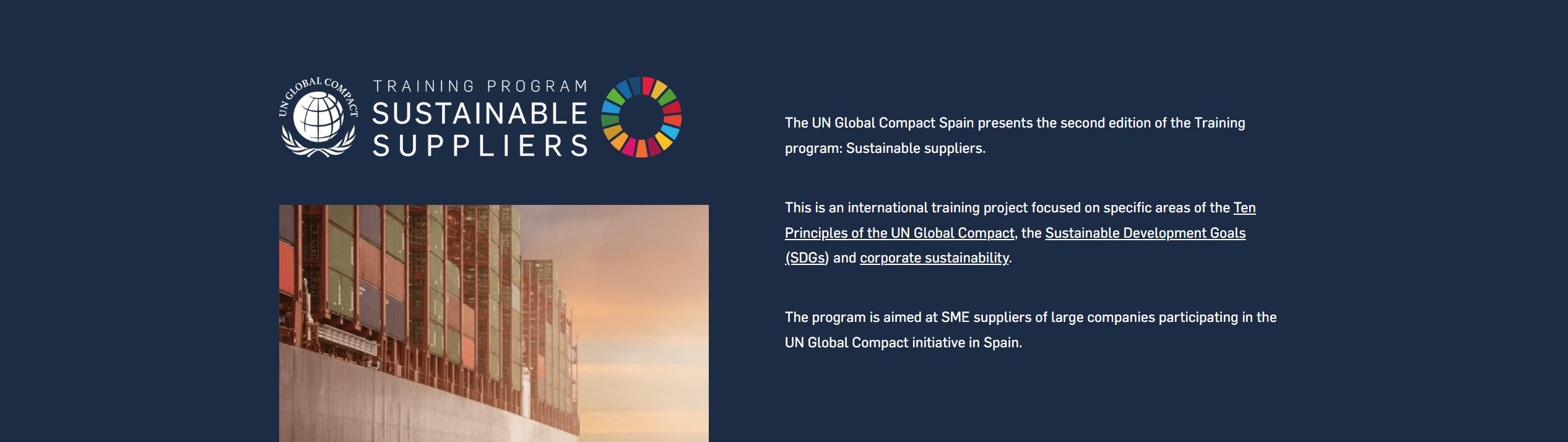 We participate in the UN program: Sustainable Suppliers